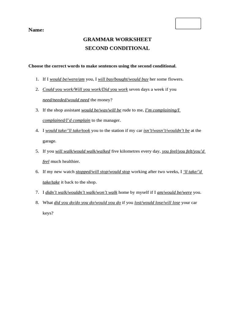 Second Conditional Worksheet | PDF