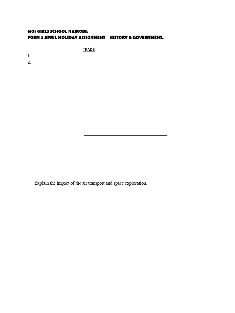 History f2 Holiday Assignment | PDF