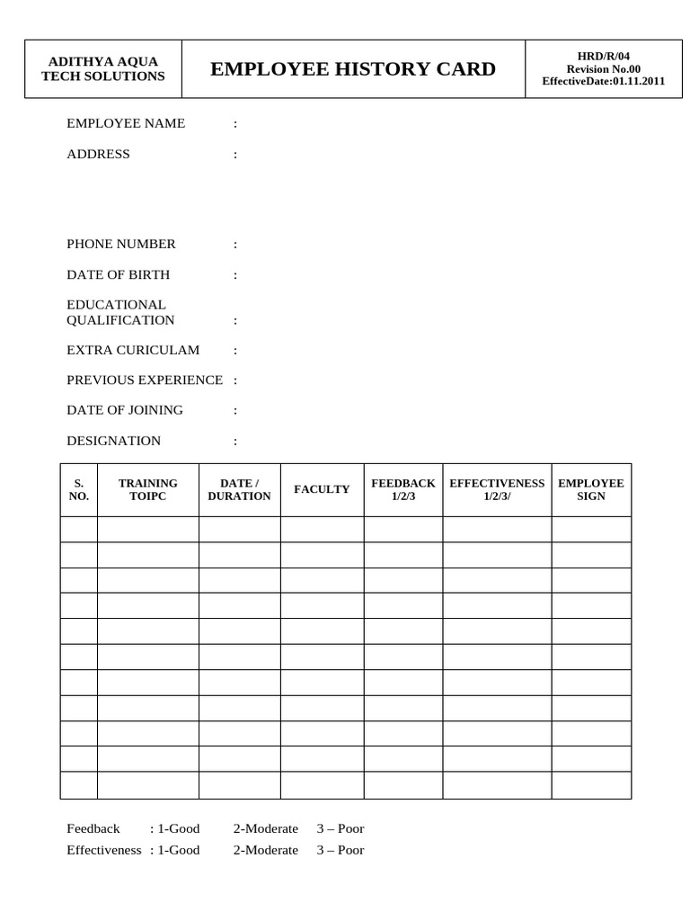 R04-Employee History Card | PDF