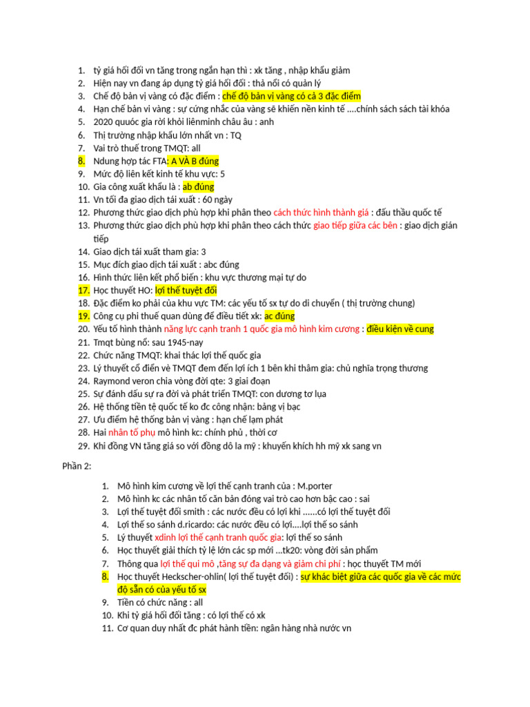 THƯƠNG MẠI QTE ÔN TẬP | PDF