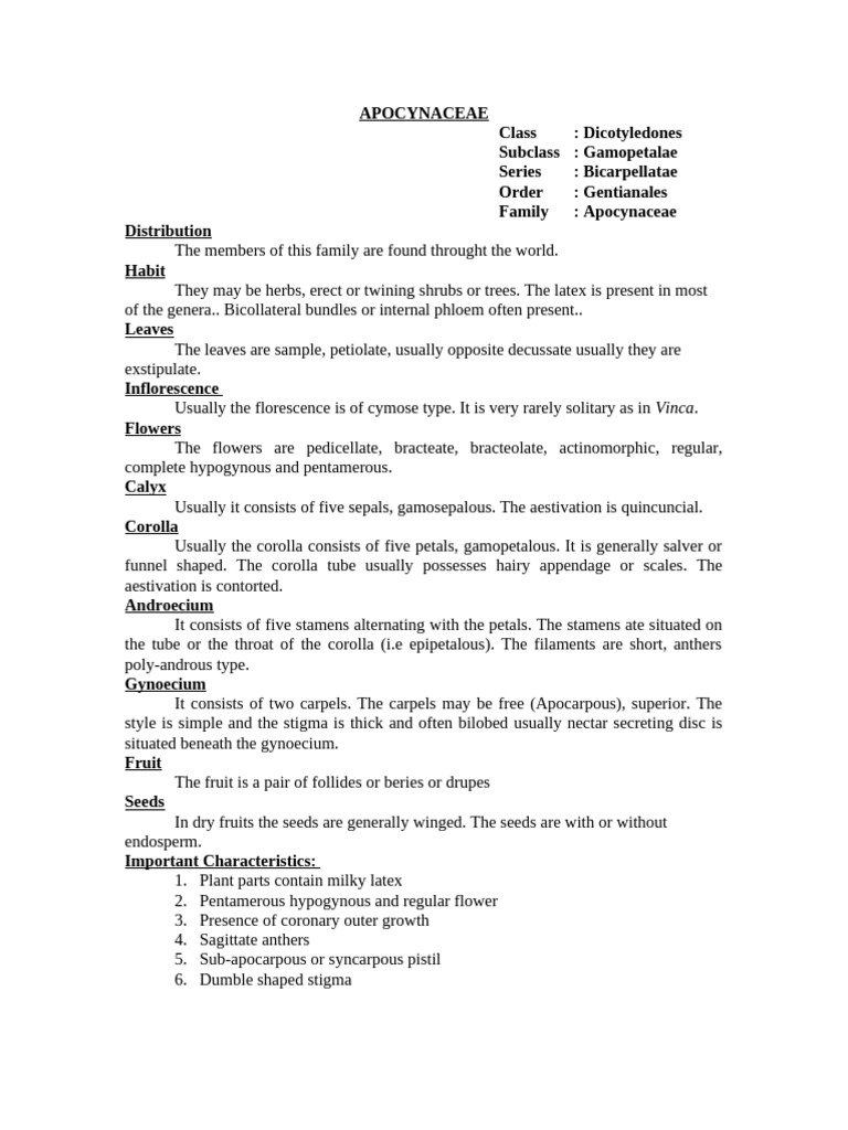 Apocynaceae | PDF