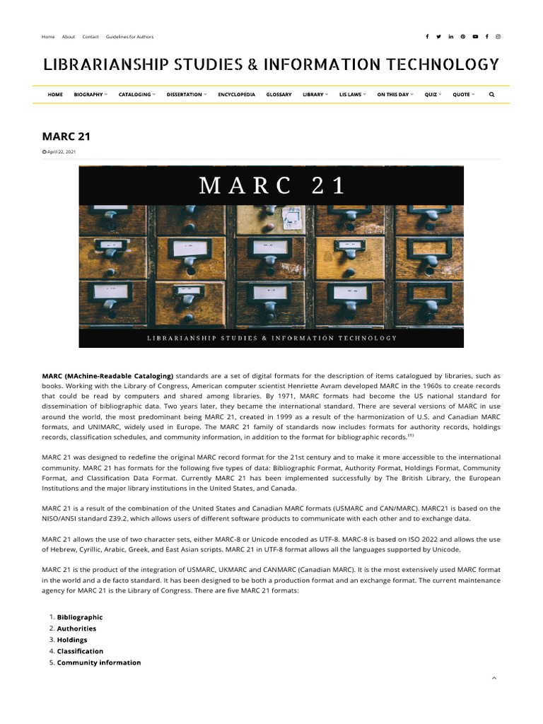 Understanding MARC 21 Standards | PDF | Library Science | Libraries