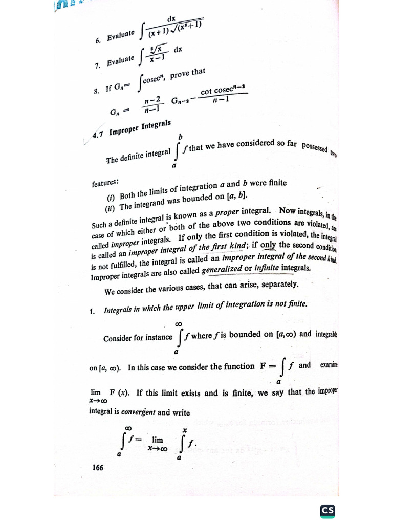 Improper Integrals and Beta and Gamma Function | PDF
