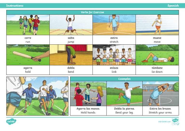 Instruction Verbs For Exercise Word Mat Spanish | PDF