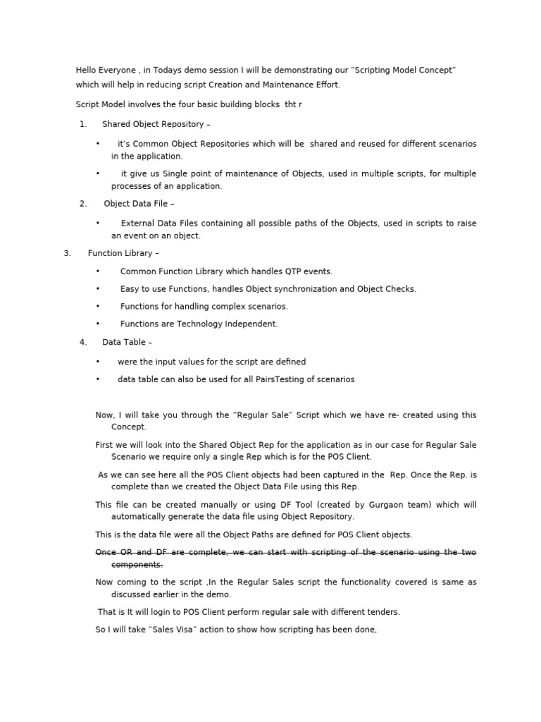 QTP Scripting Model for Automation Efficiency | PDF | Function ...