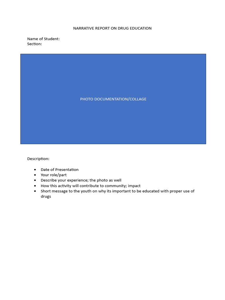 Template - Narrative Report On Drug Education | PDF