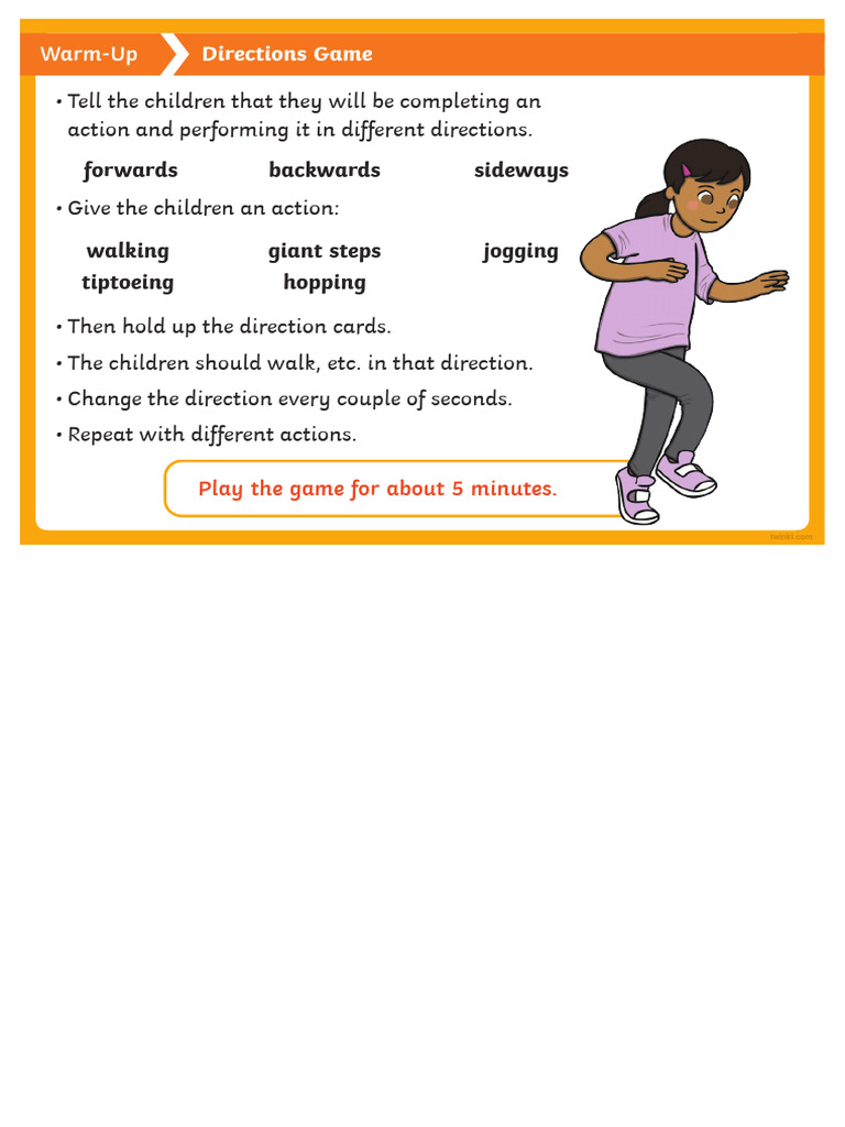 Directions Game - Warm-Up Activity Card | PDF