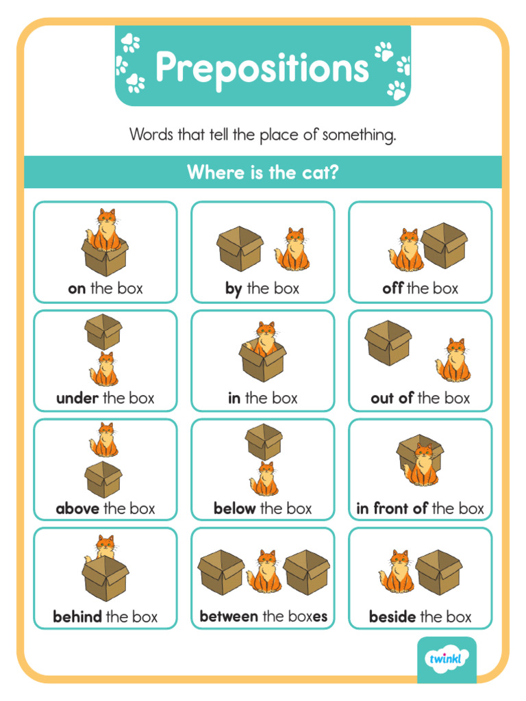 Color Kindergarten Prepositions Poster | PDF
