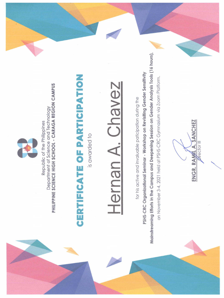 Cert of Participation - GAD 2021 Nov | PDF