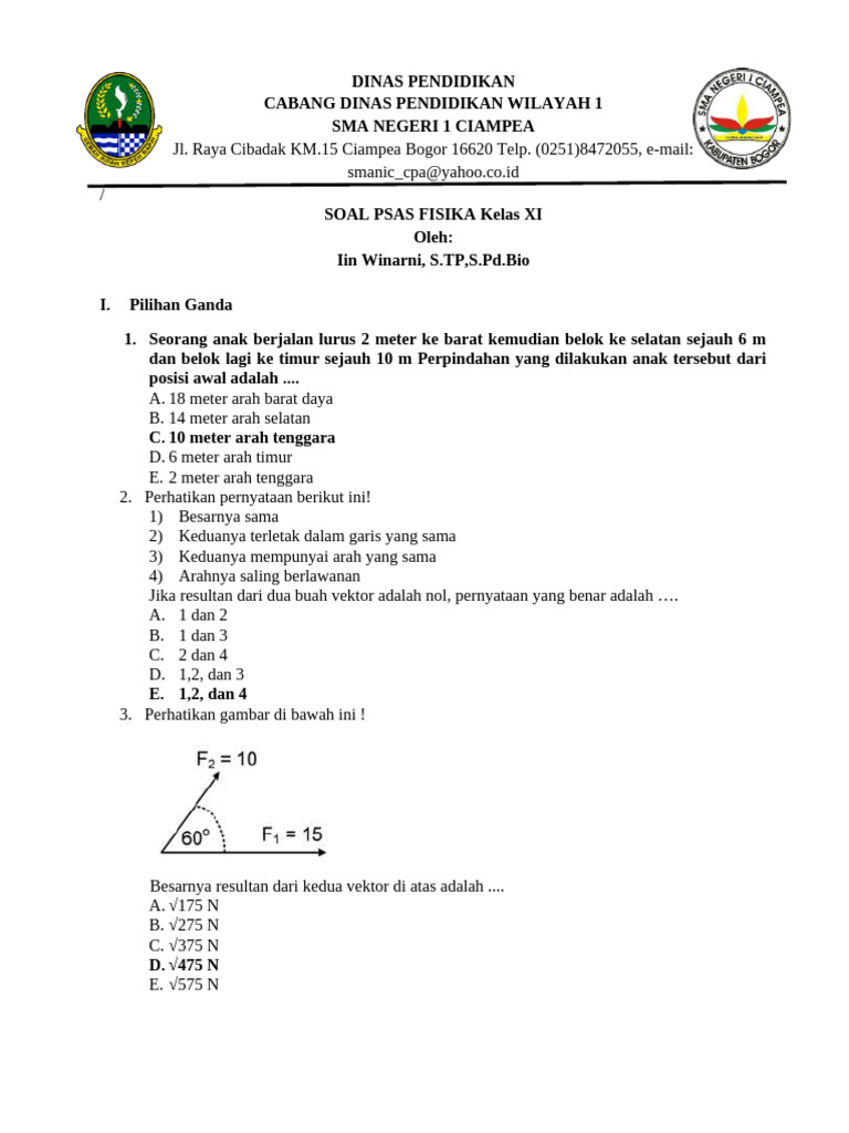 PSAS FISIKA KLS XI TP 2023-2024_1 | PDF