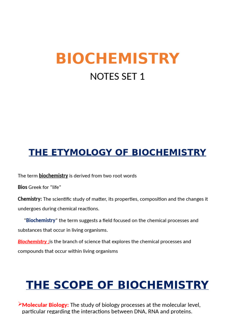 Biochemistry Notes Set 1 (2025) | PDF | Hemoglobin | Amino Acid