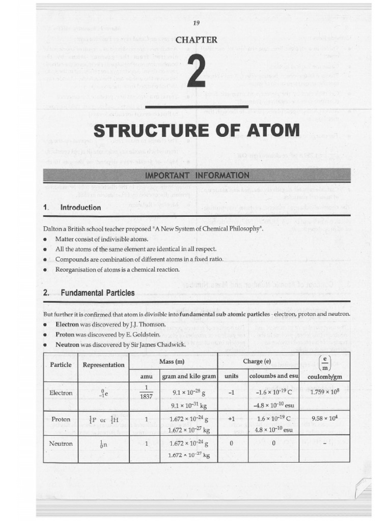 Structure of Atom | PDF