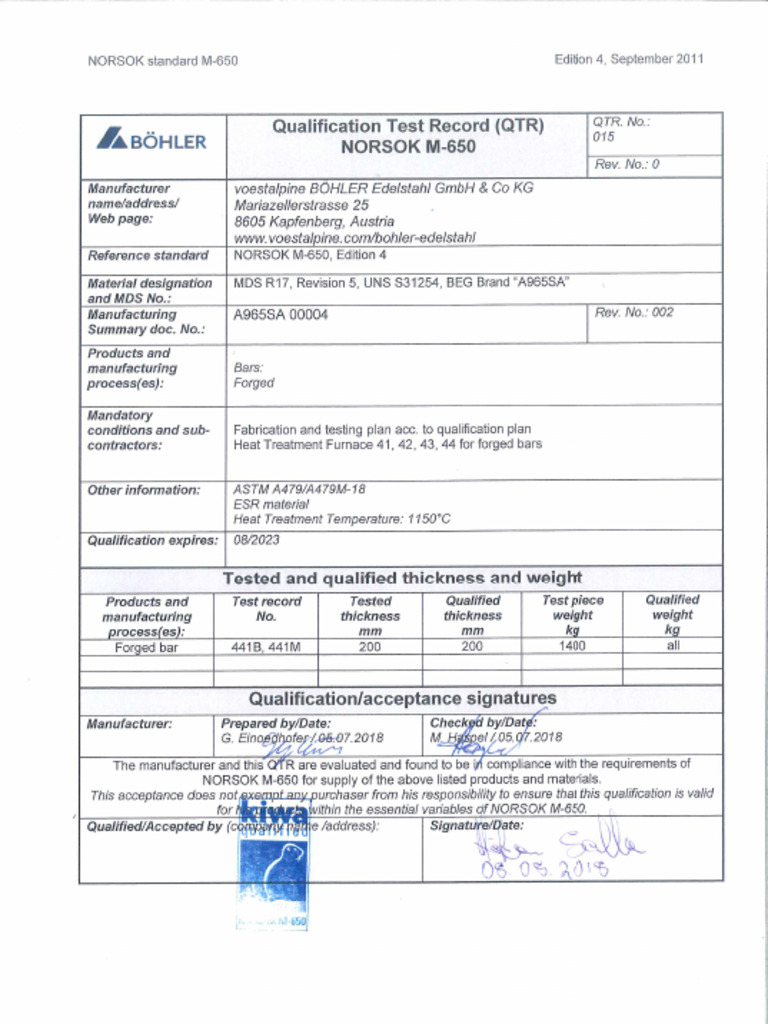 Norsok Boehler-002 | PDF