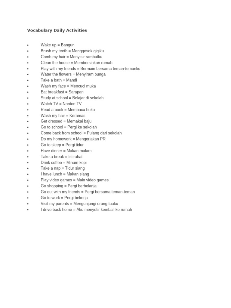 Daily Vocabulary Activities Guide | PDF