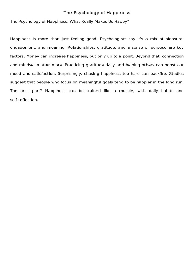 The Psychology of Happiness | PDF