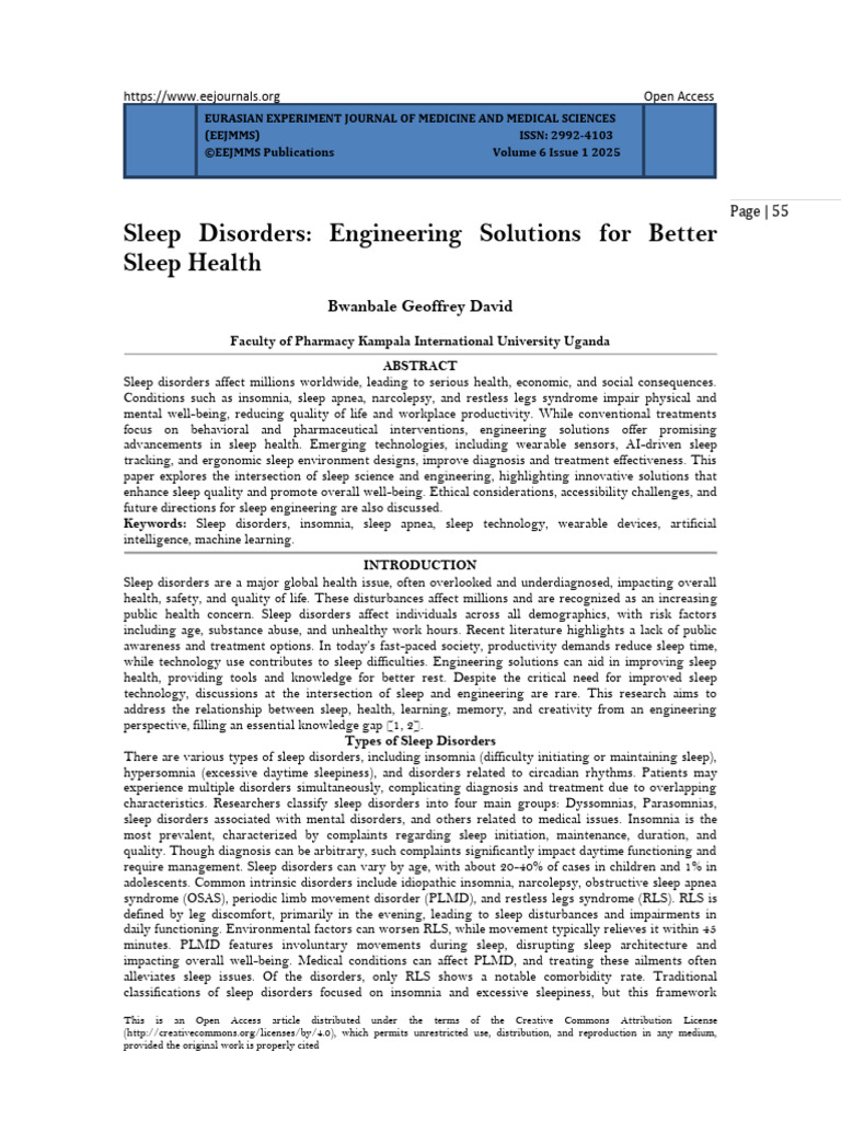 Engineering Sleep Solutions 2025 | PDF | Sleep Disorder | Mental Disorder
