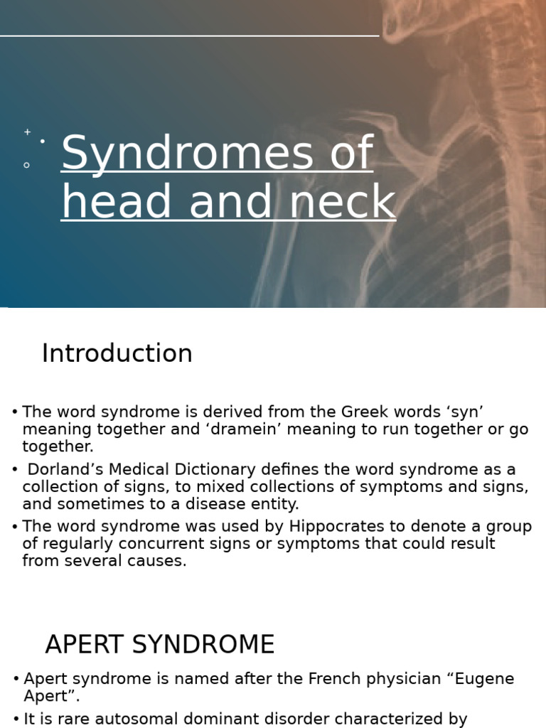 Syndromes of Head and Neck Seminar | PDF | Diseases And Disorders ...