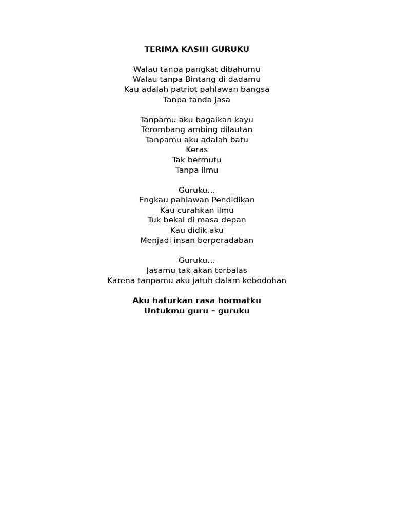 Puisi Terima Kasih Guruku | PDF