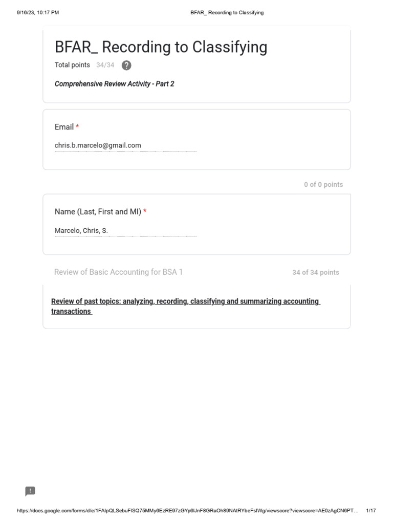 Results II BFAR - Recording To Classifying | PDF | Debits And Credits | Credit Card