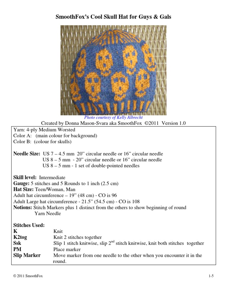 Cool Skull Hat Knitting Pattern | PDF | Knitting | Clothing