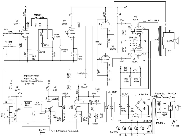 Ampeg AC12 Schematic | PDF