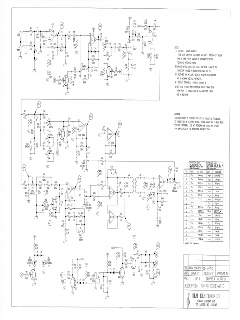 Ampeg AX70 Schematic | PDF