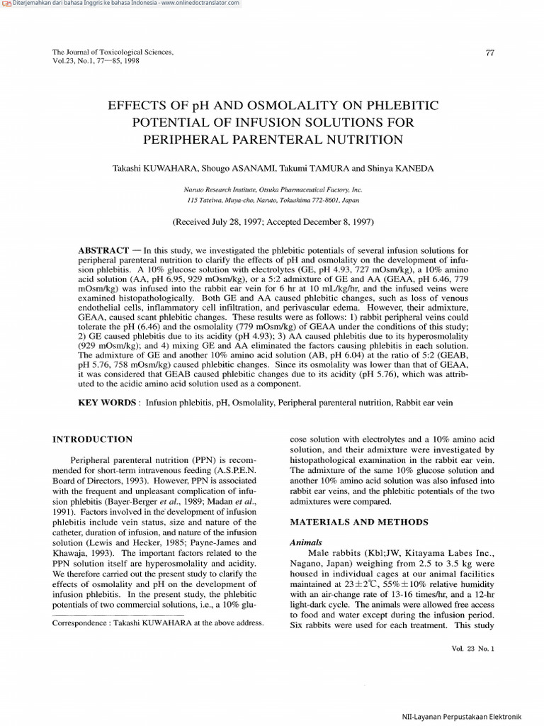 Periferal Parenteral Nutrition of Flebitis - En.id | PDF
