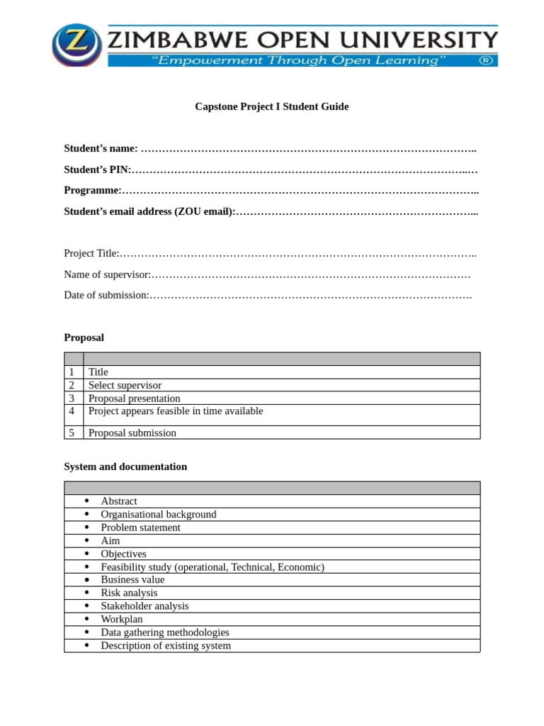 Capstone Project I Student Guide | PDF | Methodology
