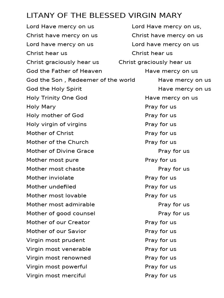 Interesting Litany Of The Blessed Virgin Mary Pdf Photos
