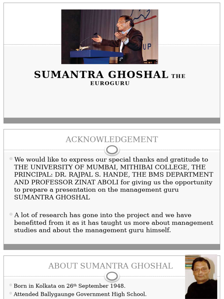 Sumantra Ghoshal: Management Guru Insights | PDF | Business | Economies