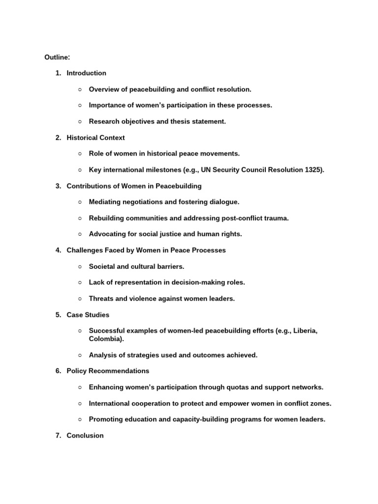 Women's Role in Peacebuilding Efforts | PDF