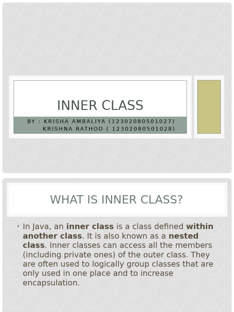 Inner Class Java PPT Krisha | PDF
