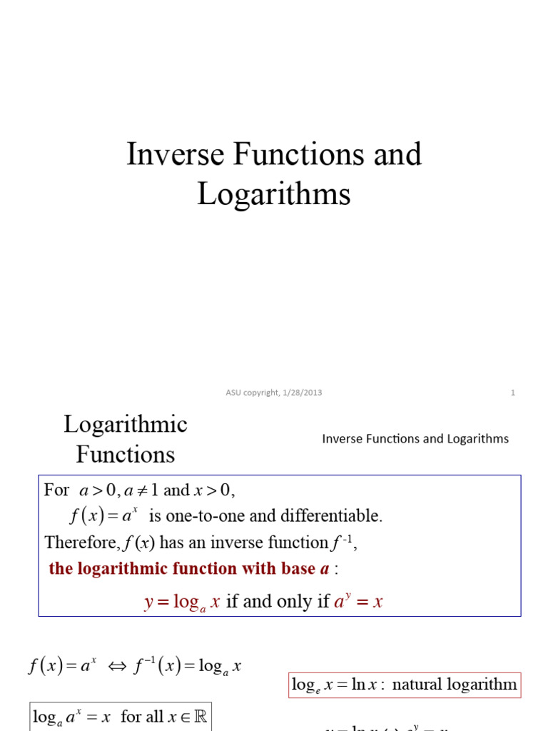 3_2 Inverse Functions and Logarithms Part Two | PDF | Elementary Mathematics | Mathematical ...