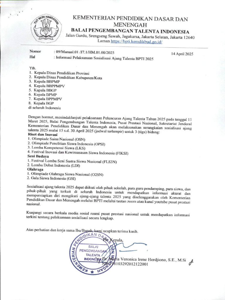 Sosialisasi Ajang Talenta BPTI 2025 | PDF