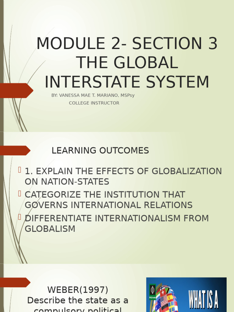 Module 2 Section 3 The Global Interstate System | PDF