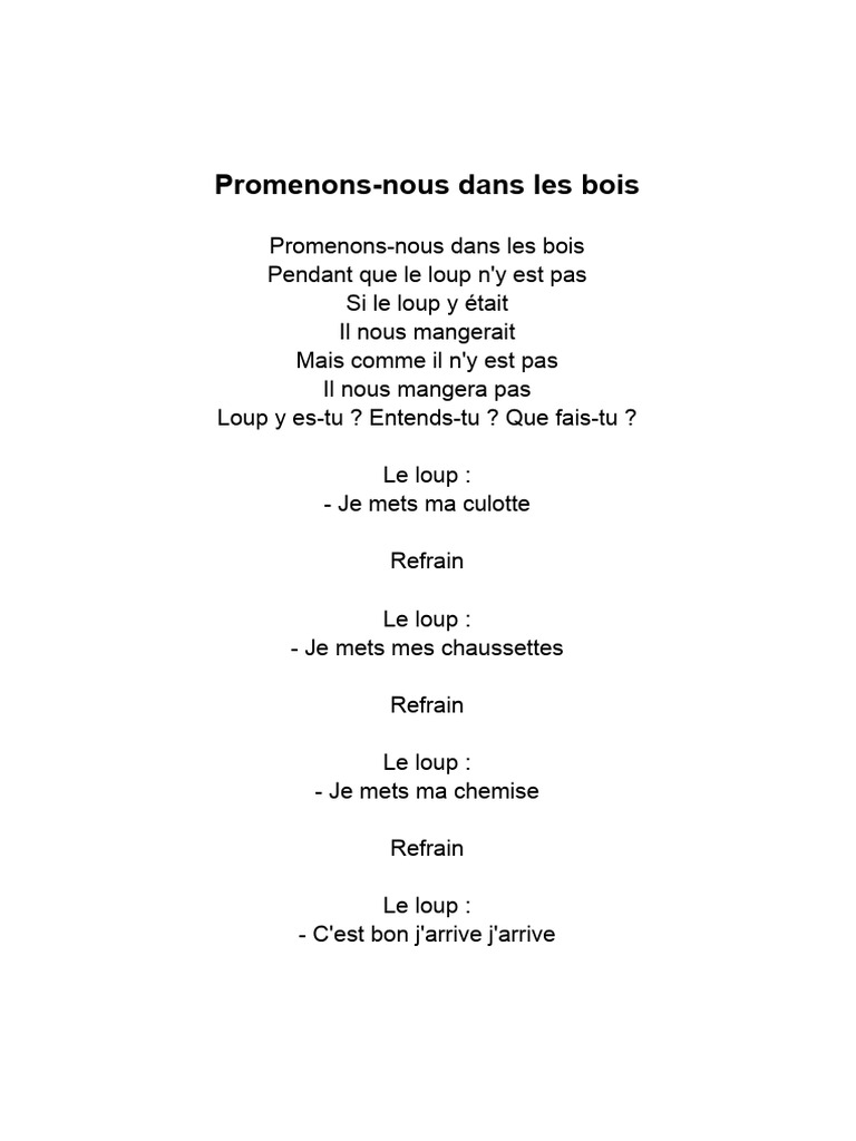 Promenons-nous dans les bois | PDF