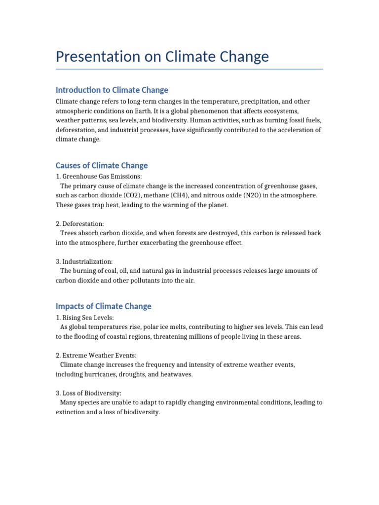 Climate Change Presentation | PDF