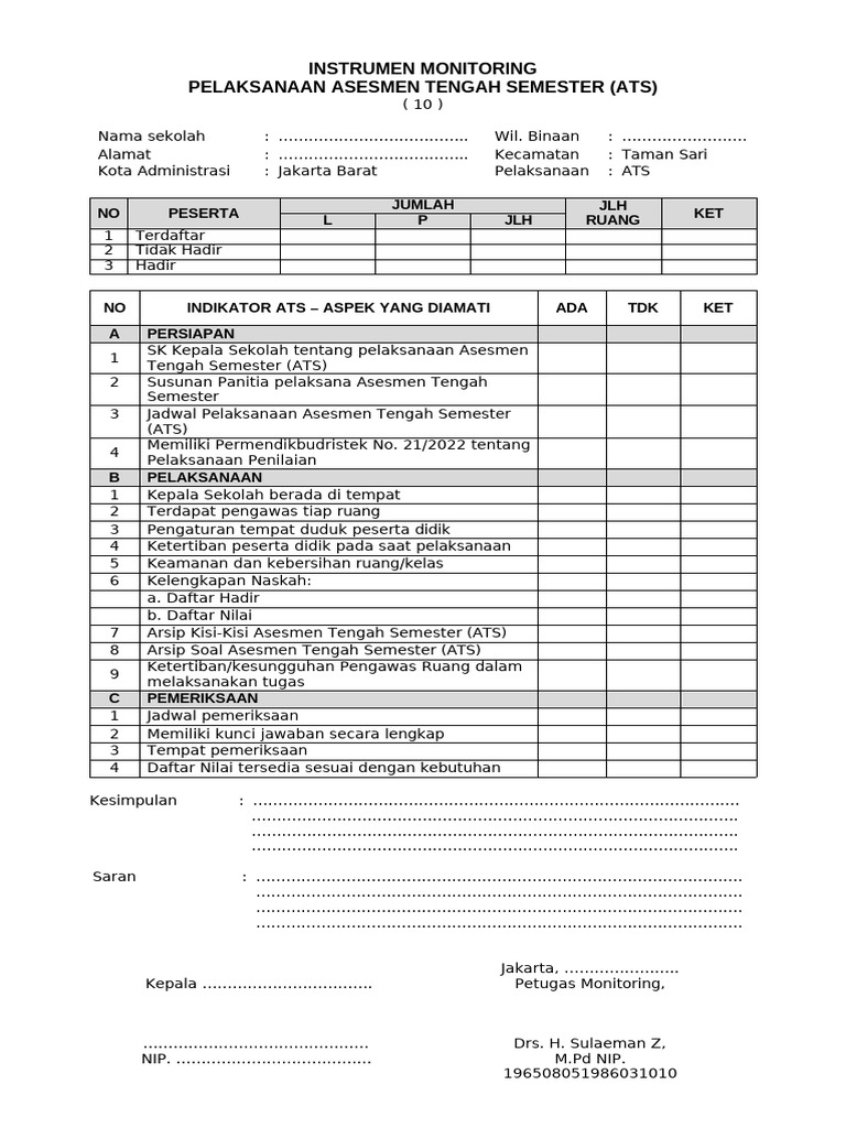 Instrumen Monitoring Ats 2025 | PDF