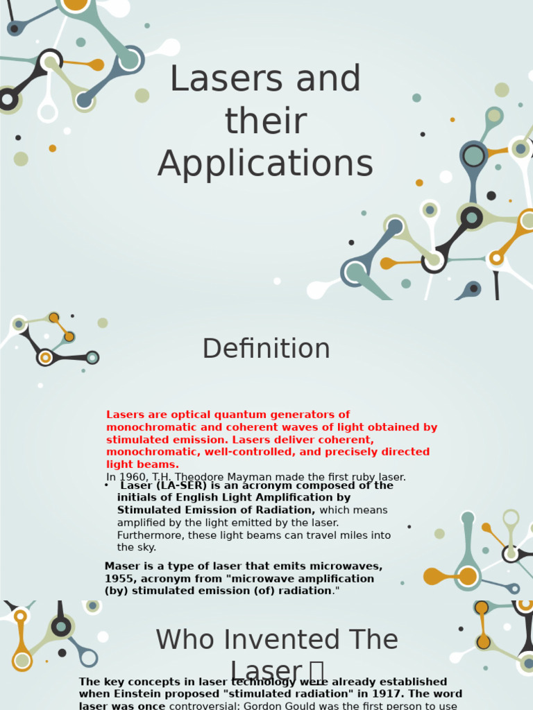 Laser Technology and Its Applications | PDF | Laser | Photon