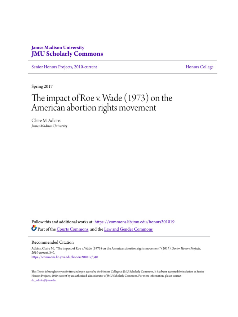 The impact of Roe v. Wade (1973) on the American abortion rights (2) | PDF | Abortion In The ...