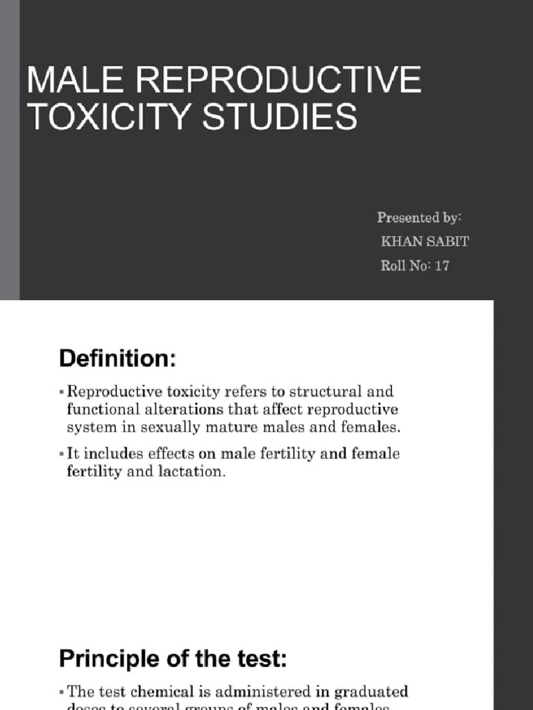 Male Reproductive Toxicity Studies Toxicokinetics | PDF