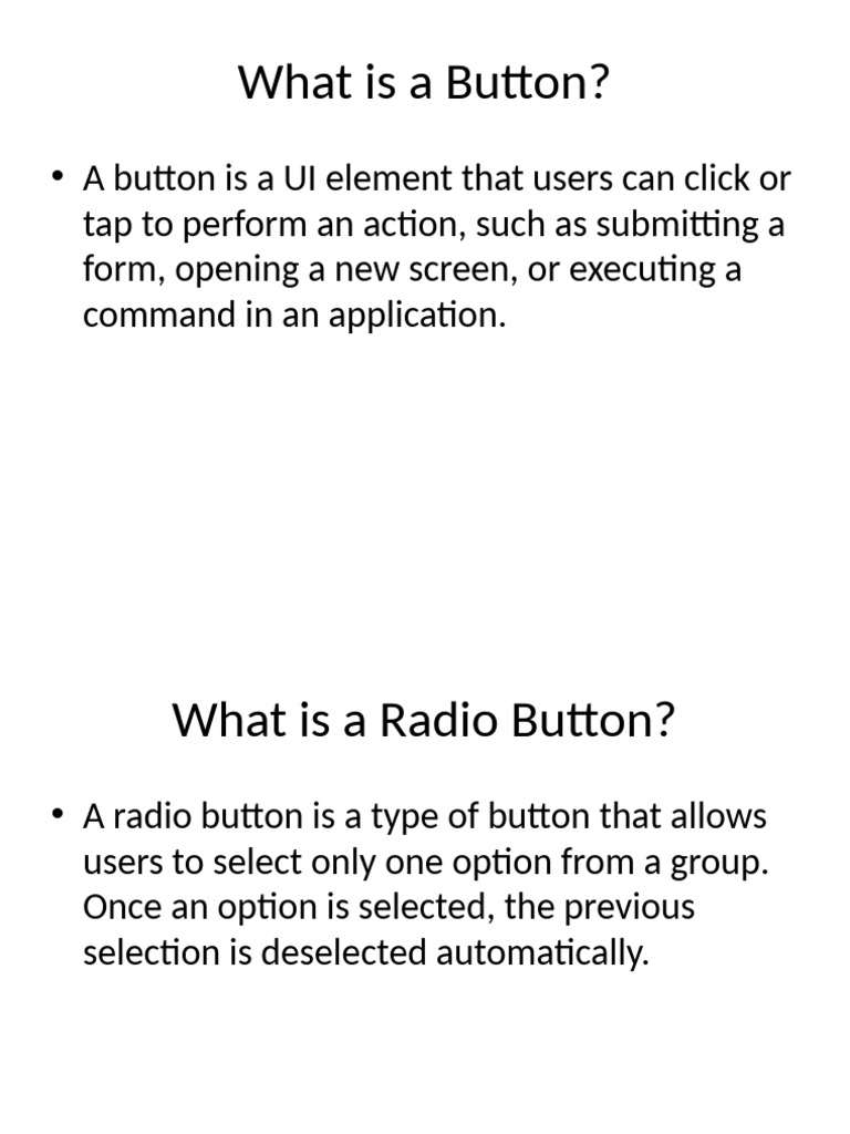 How to Implement Radio Buttons in Apps | PDF