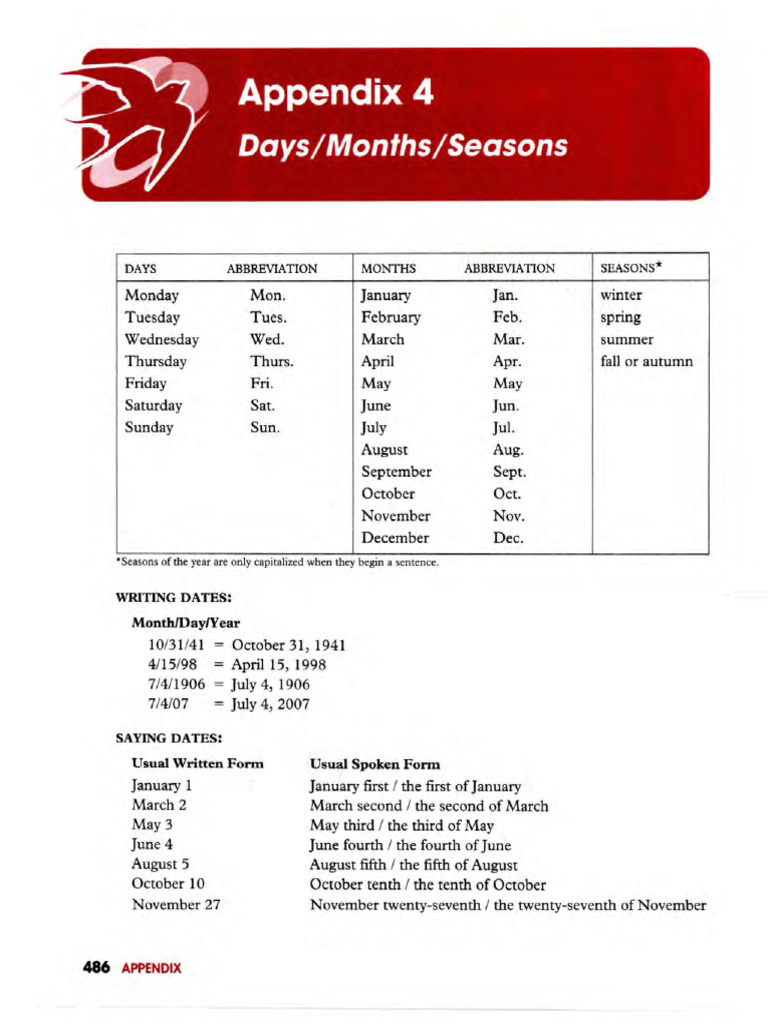 Dates and Days | PDF