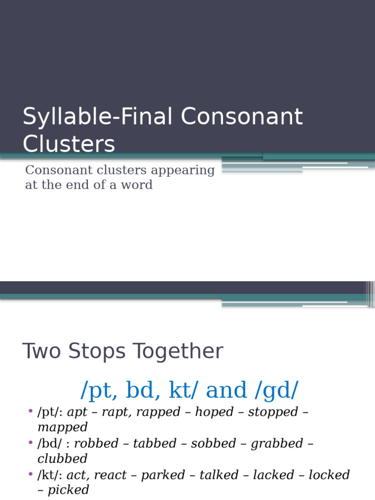 Syllable-Final Consonant Clusters | PDF | Consonant | Linguistics