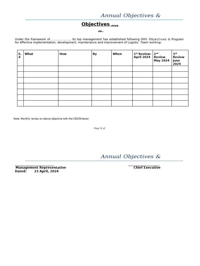 OHS Objectives & Programs for Logistics | PDF