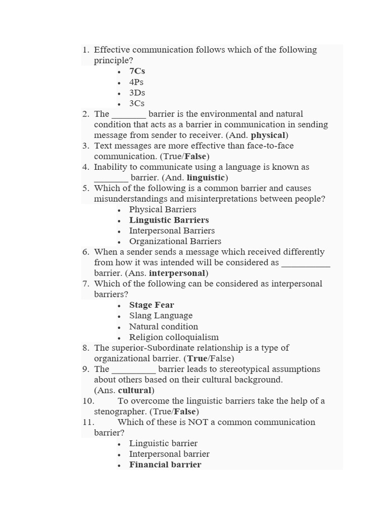 MCQ - Communication Skill | PDF
