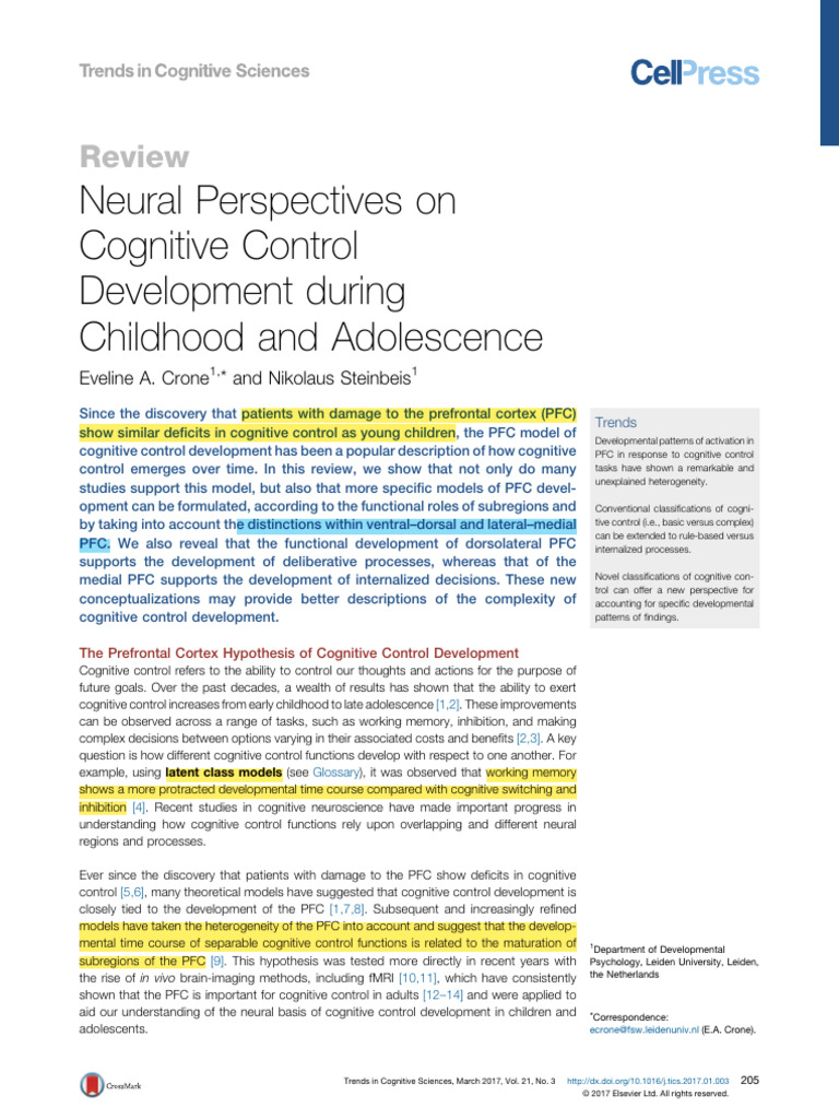 Neurobehavioral Article 6 | PDF | Executive Functions | Prefrontal Cortex