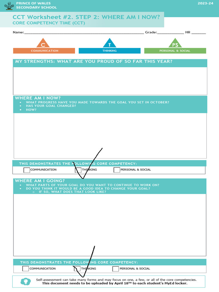 CCT Self-Assessment Worksheet 2023-24 | PDF
