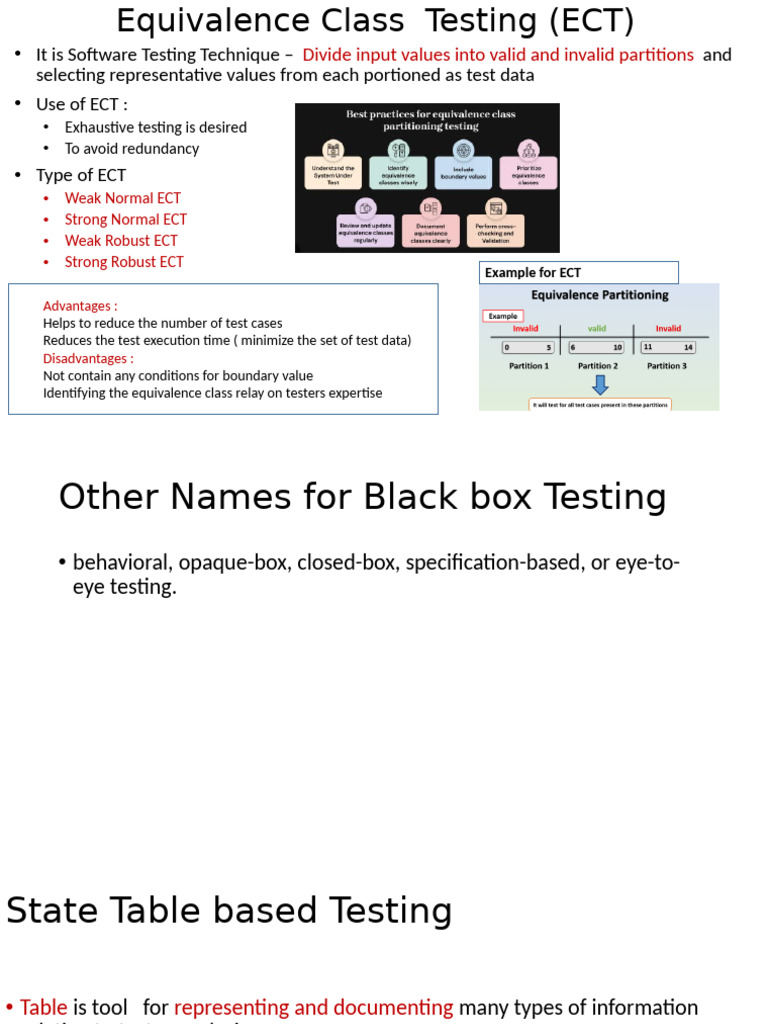 Equivalence Class Testing (ECT), State Stable Testing | PDF | Software ...