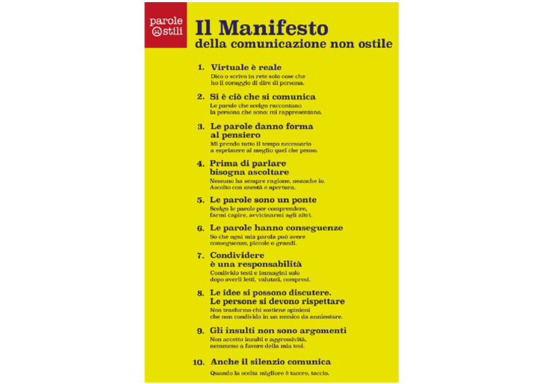 Manifesto Della Comunicazione Non Ostile | PDF